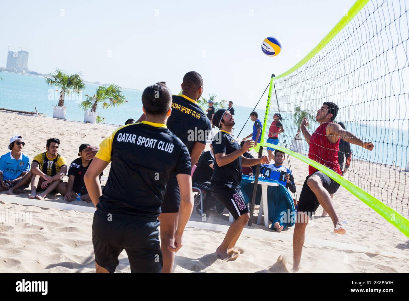 Doha ,Qatar-February 14,2016 : Beach volleyball on the occasion of the Cultural diversity ...