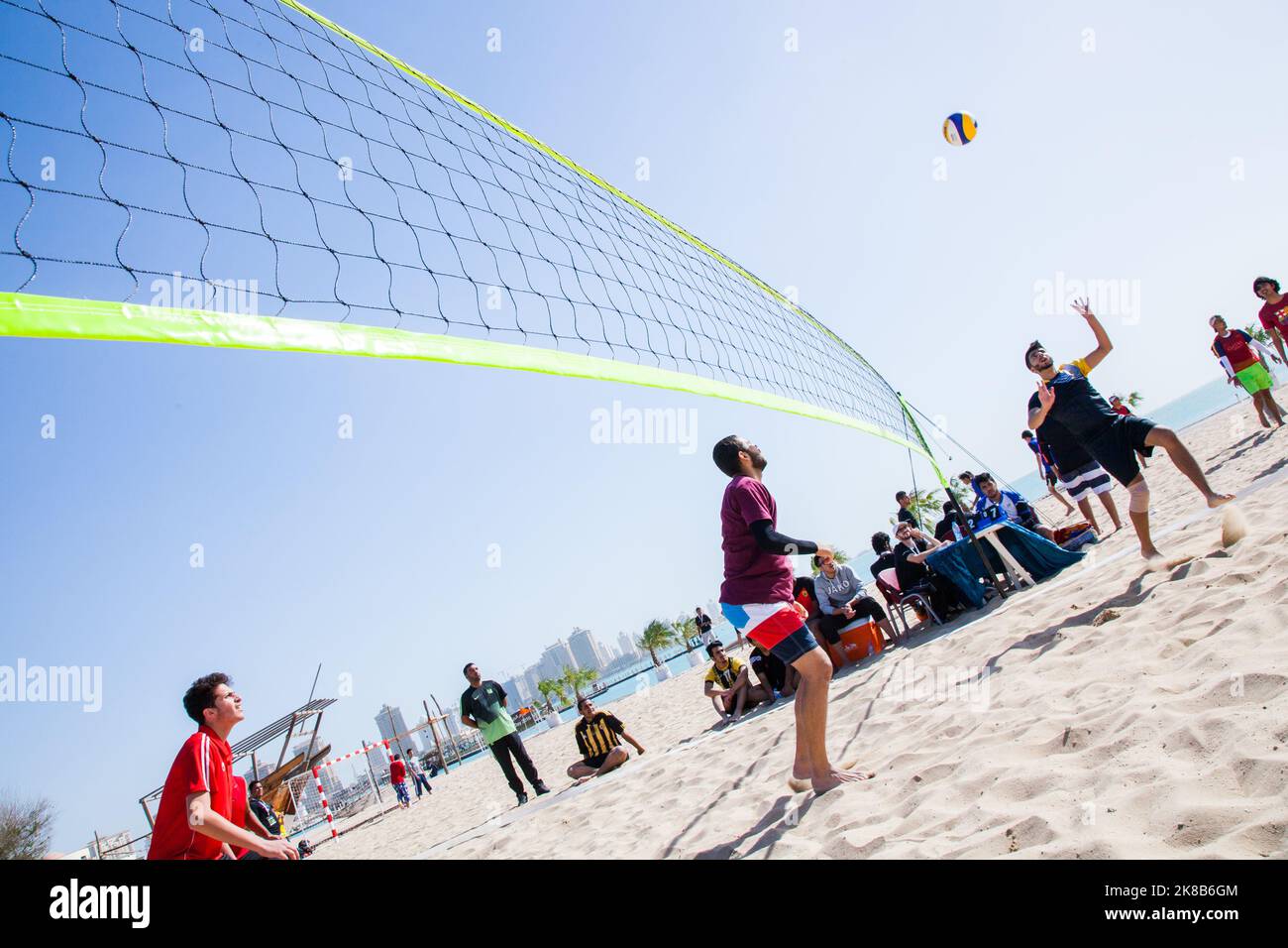 Doha ,Qatar-February 14,2016 : Beach volleyball on the occasion of the Cultural diversity ...