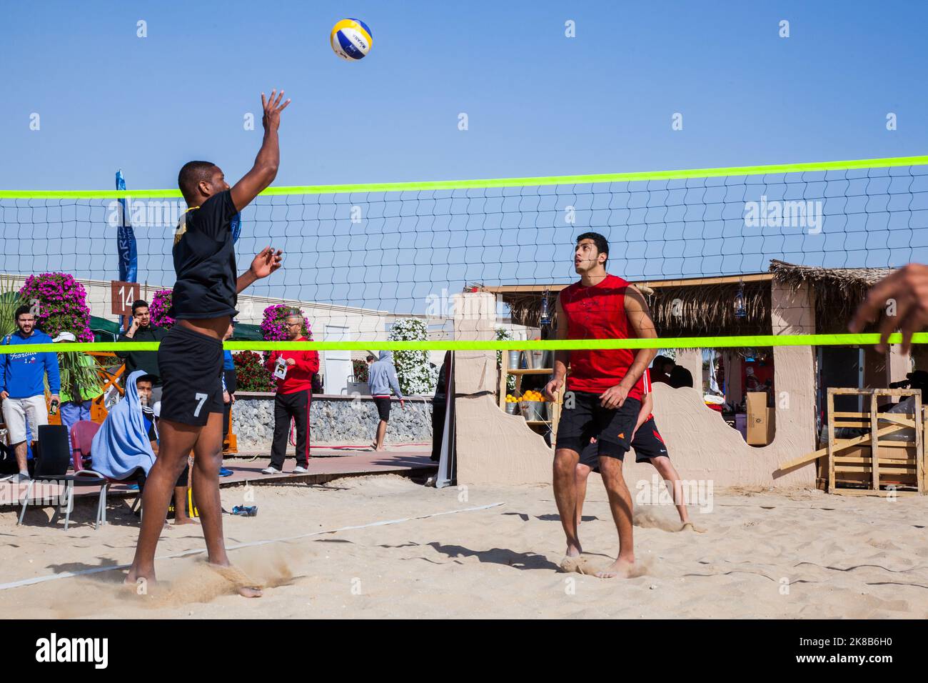 Doha ,Qatar-February 14,2016 : Beach volleyball on the occasion of the Cultural diversity ...