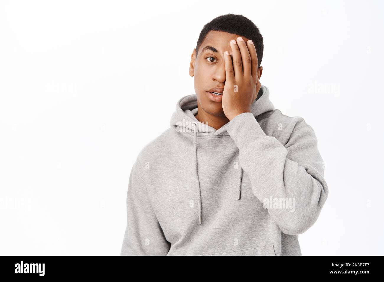 Tired african american man facepalm, looking distressed or upset ...