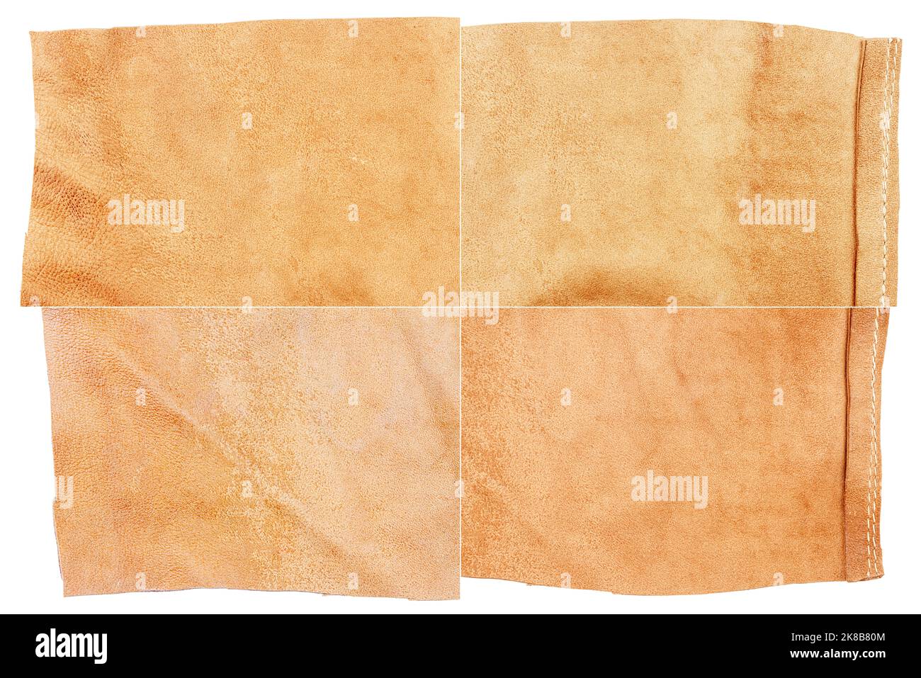 Collection of brown leather textures isolated on white background ...