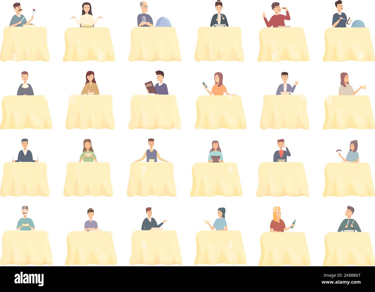 Food critic icons set cartoon vector. Food restaurant. Social review ...