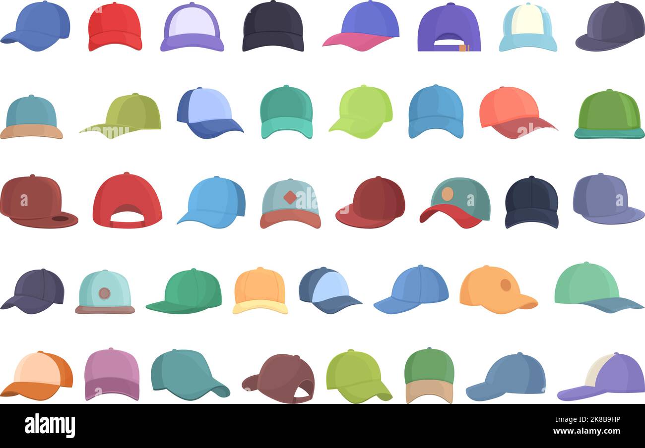 Cap icons set cartoon vector. Baseball hat. Sport head Stock Vector ...