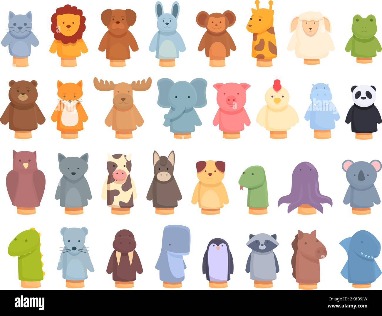 Puppet theater icons set cartoon vector. Marionette doll. Theater kid ...