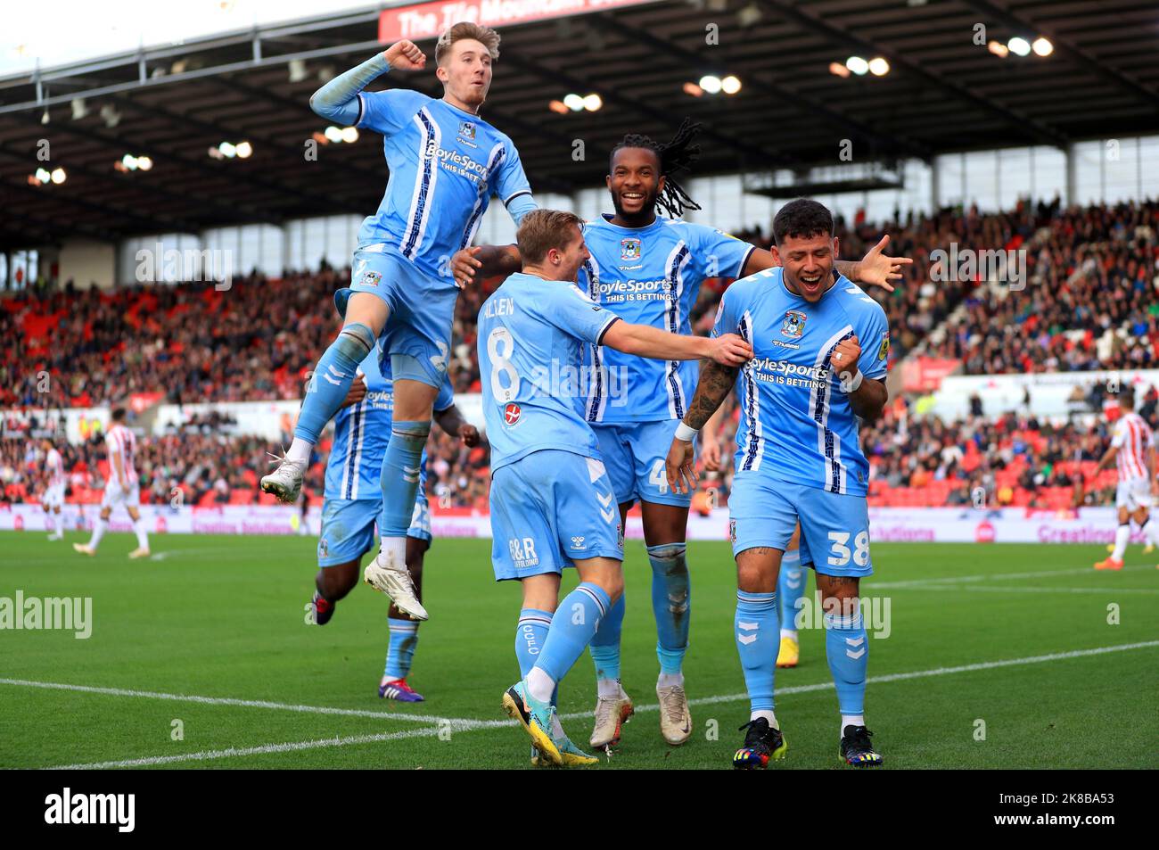 Coventry City's Jamie Allen celebrates with his team-mates after ...