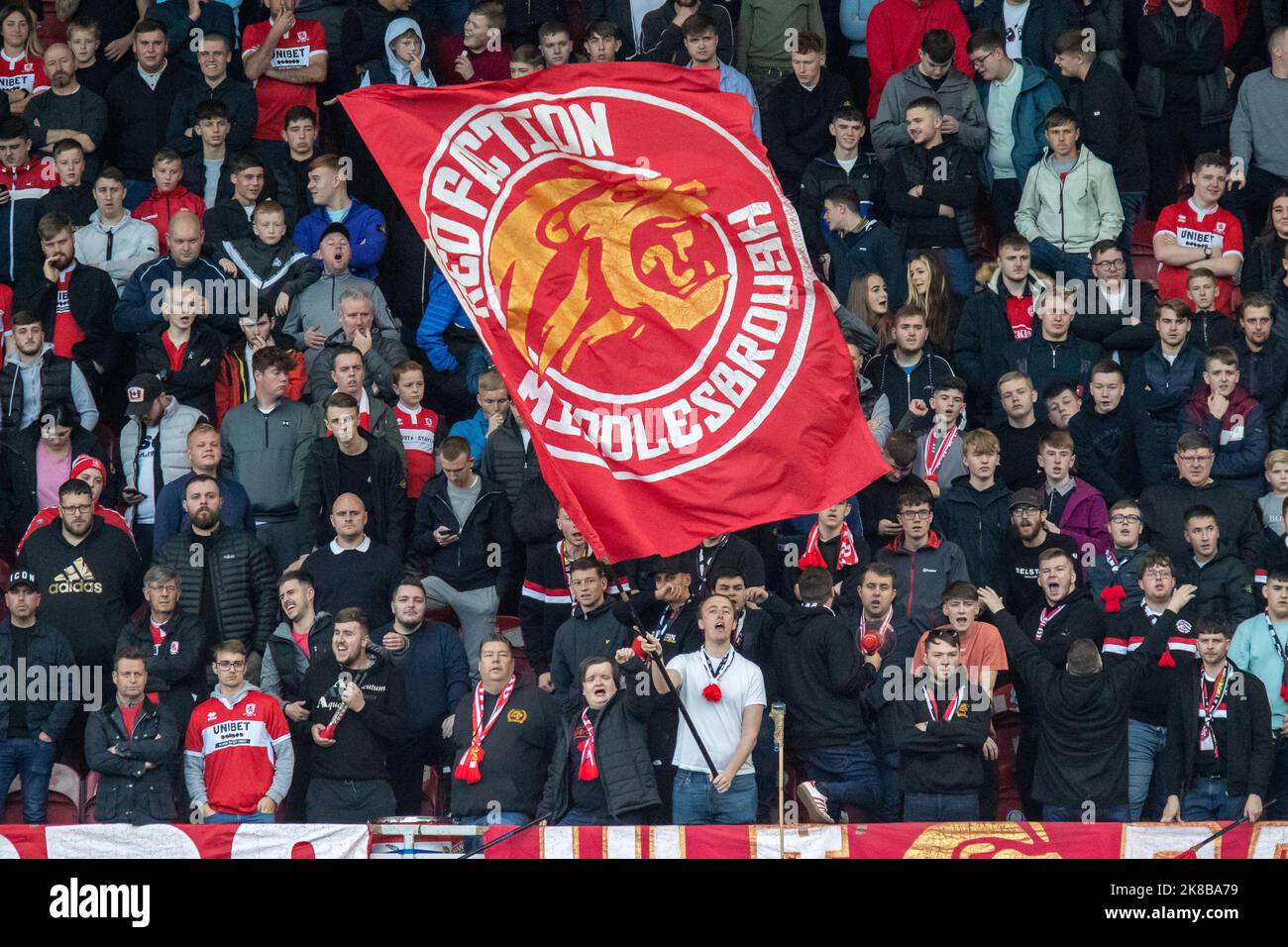 Red Faction Middlesbrough supporters wave their flags during the Sky ...