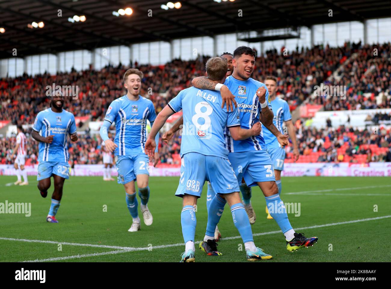 Coventry City's Jamie Allen celebrates with his team-mates after ...