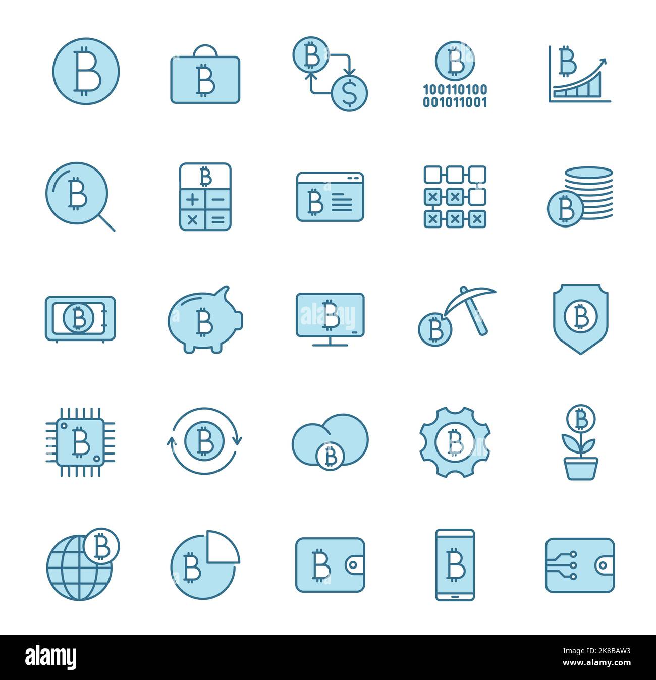 bitcoin line vector icons in two colors isolated on white Stock Vector ...