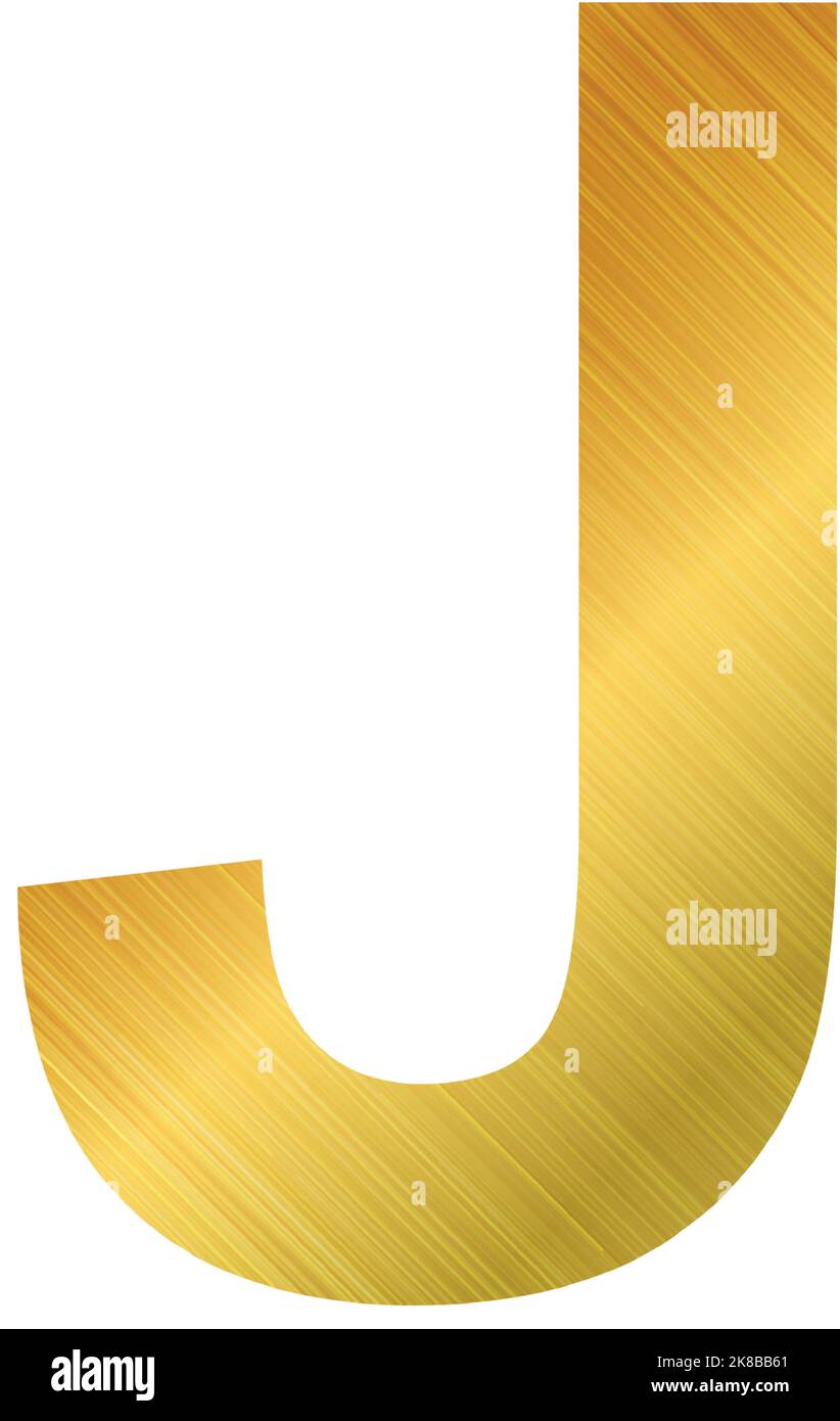 English alphabet, gold texture letter J on white background - Vector ...