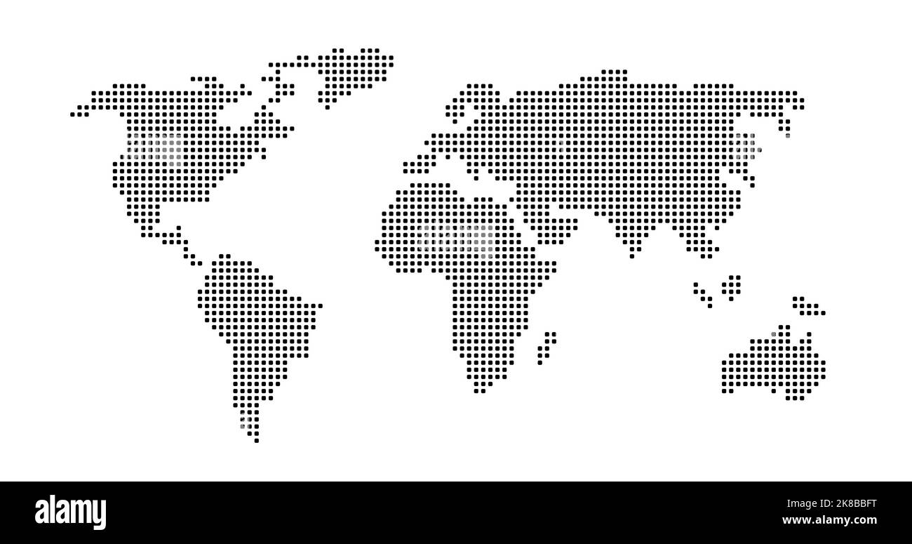black dotted world map silhouette vector illustration Stock Vector ...