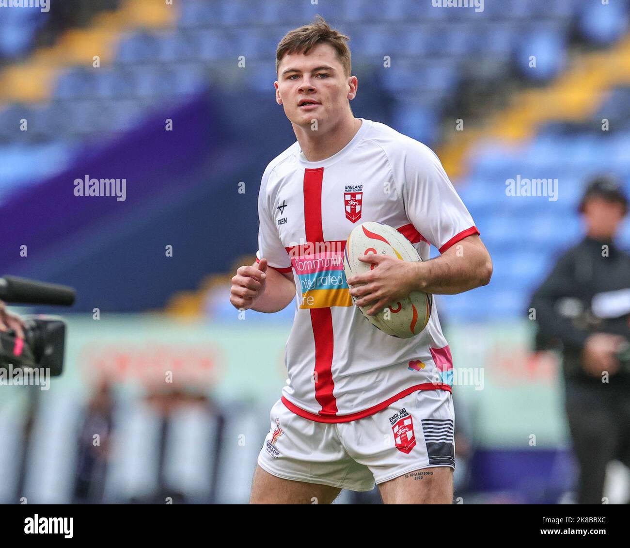 Jack Welsby of England during pre-game warm up before the Rugby League ...