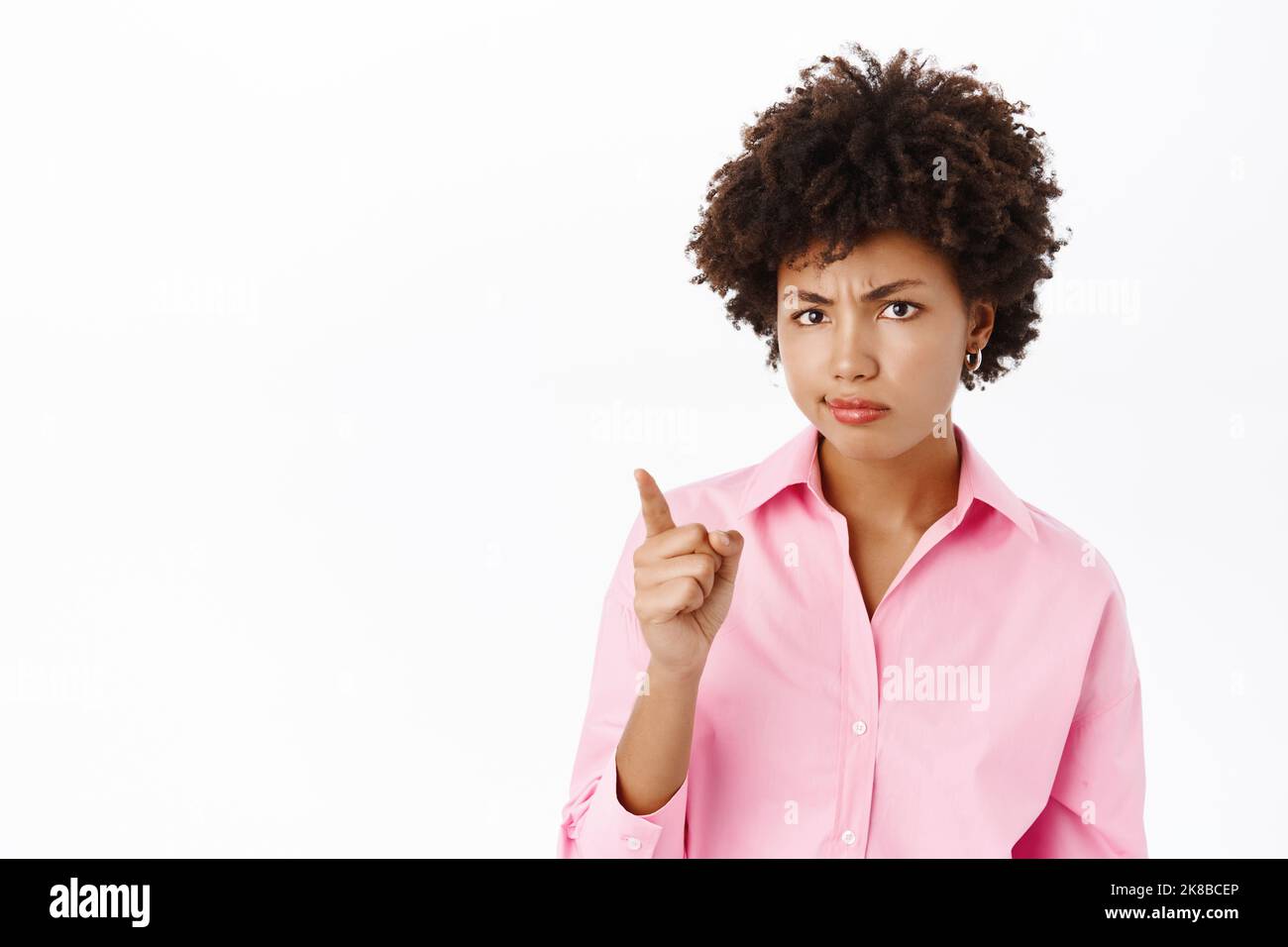 Image of uspet woman, office manager shakes finger, accusing you ...