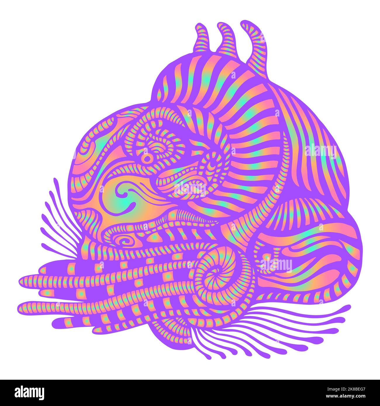 Abstract decorative psychedelic pattern. Template bright neon color ...