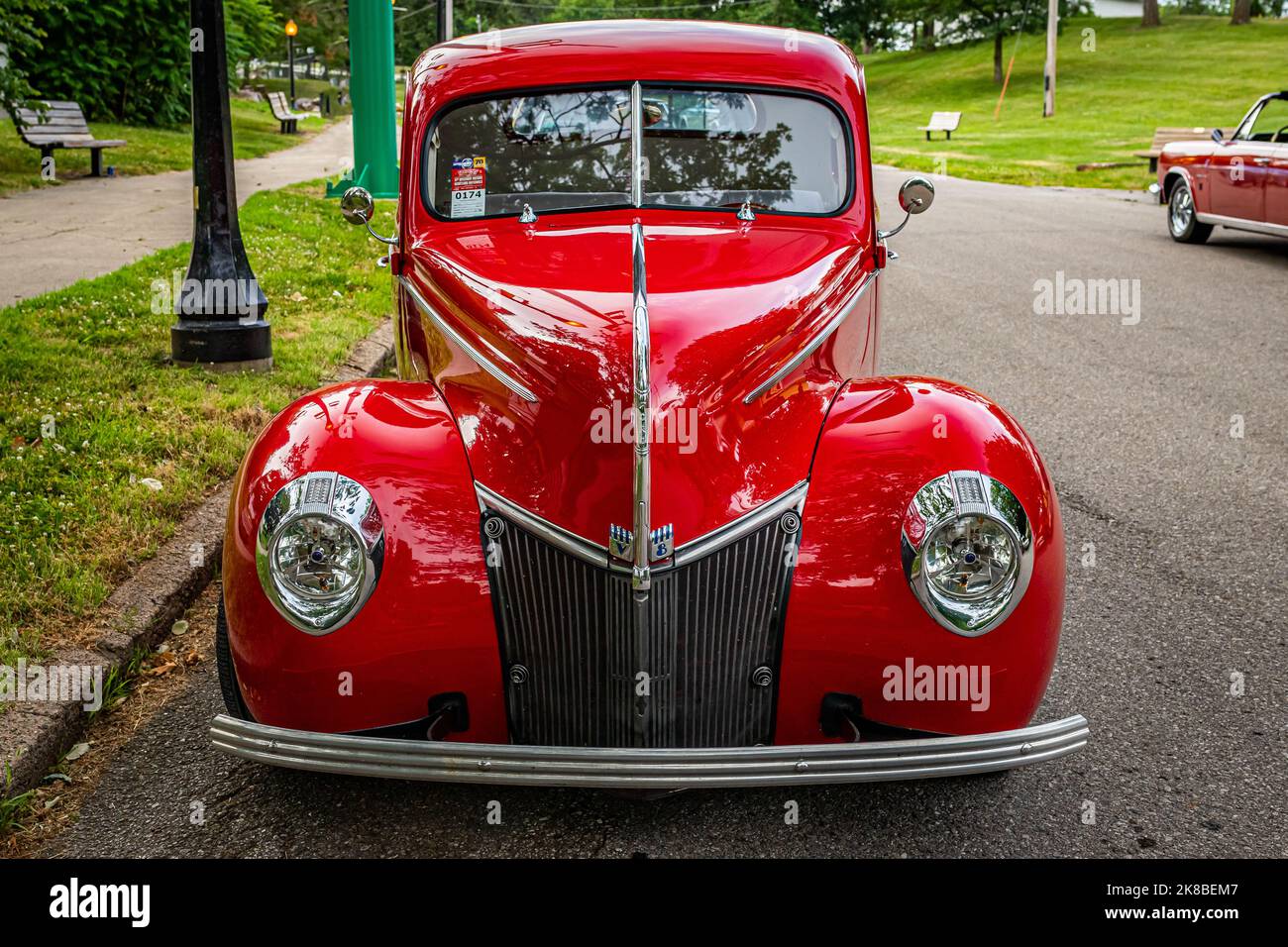 Des Moines, IA - July 01, 2022: High perspective front view of a 1940 ...