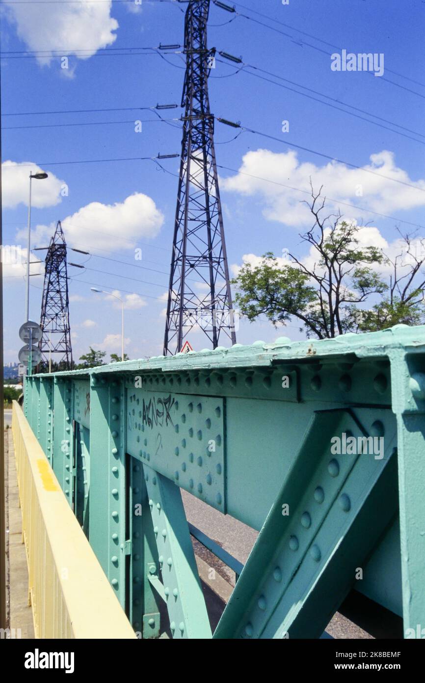 Electric poles, France 90ies Stock Photo - Alamy
