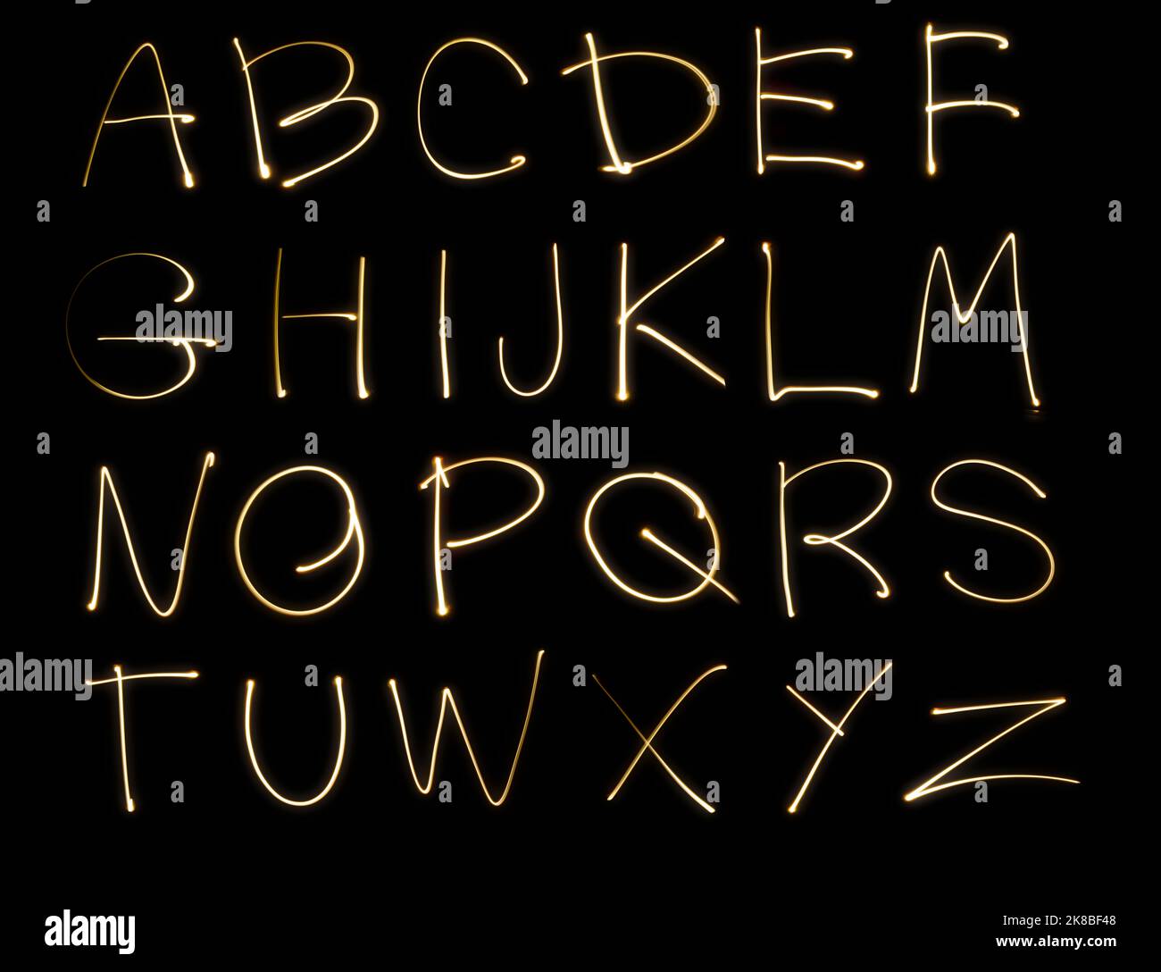 Neon handwritten doodle lettering alphabet design elements glowing ...