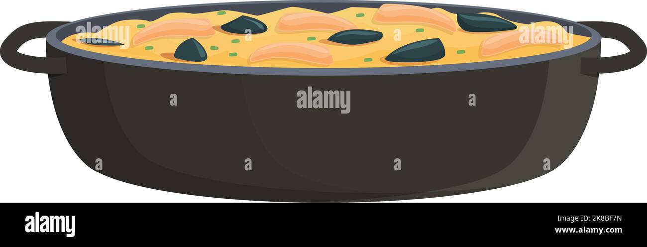 Paella mediterranean icon cartoon vector. Spain food. Rice dish Stock ...