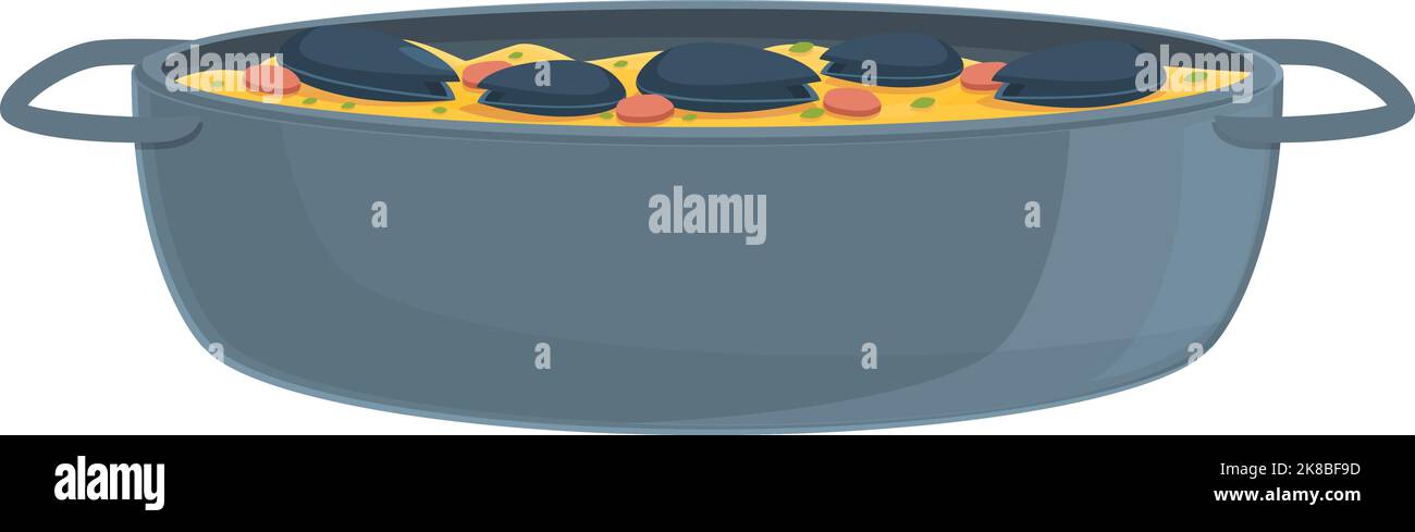 Paella menu icon cartoon vector. Spanish food. Spain cuisine Stock ...