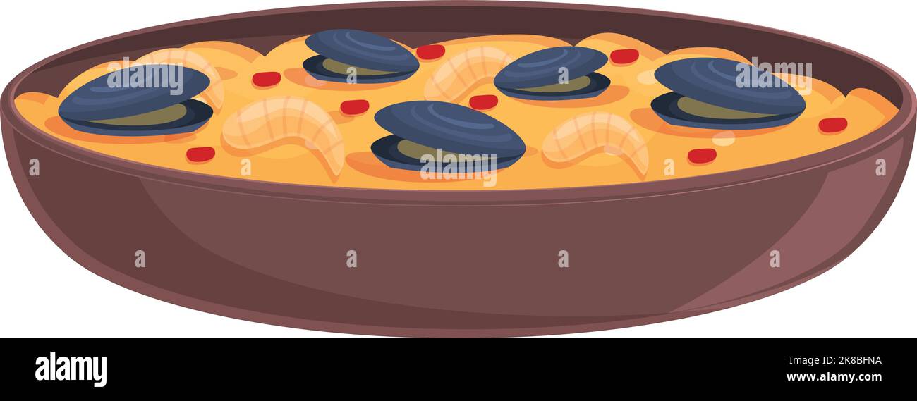 Paella meat icon cartoon vector. Spanish food. Seafood cuisine Stock ...