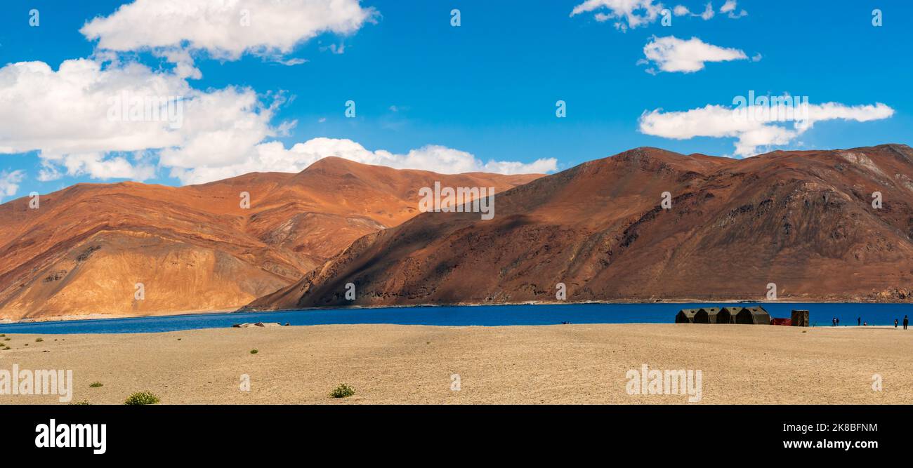 Indian Army tents near Pangong Lake world’s highest saltwater lake dyed ...