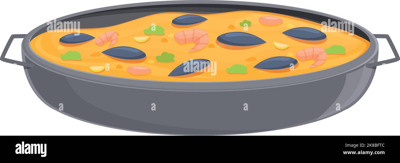 Paella food icon cartoon vector. Spanish cuisine. Seafood rice Stock ...