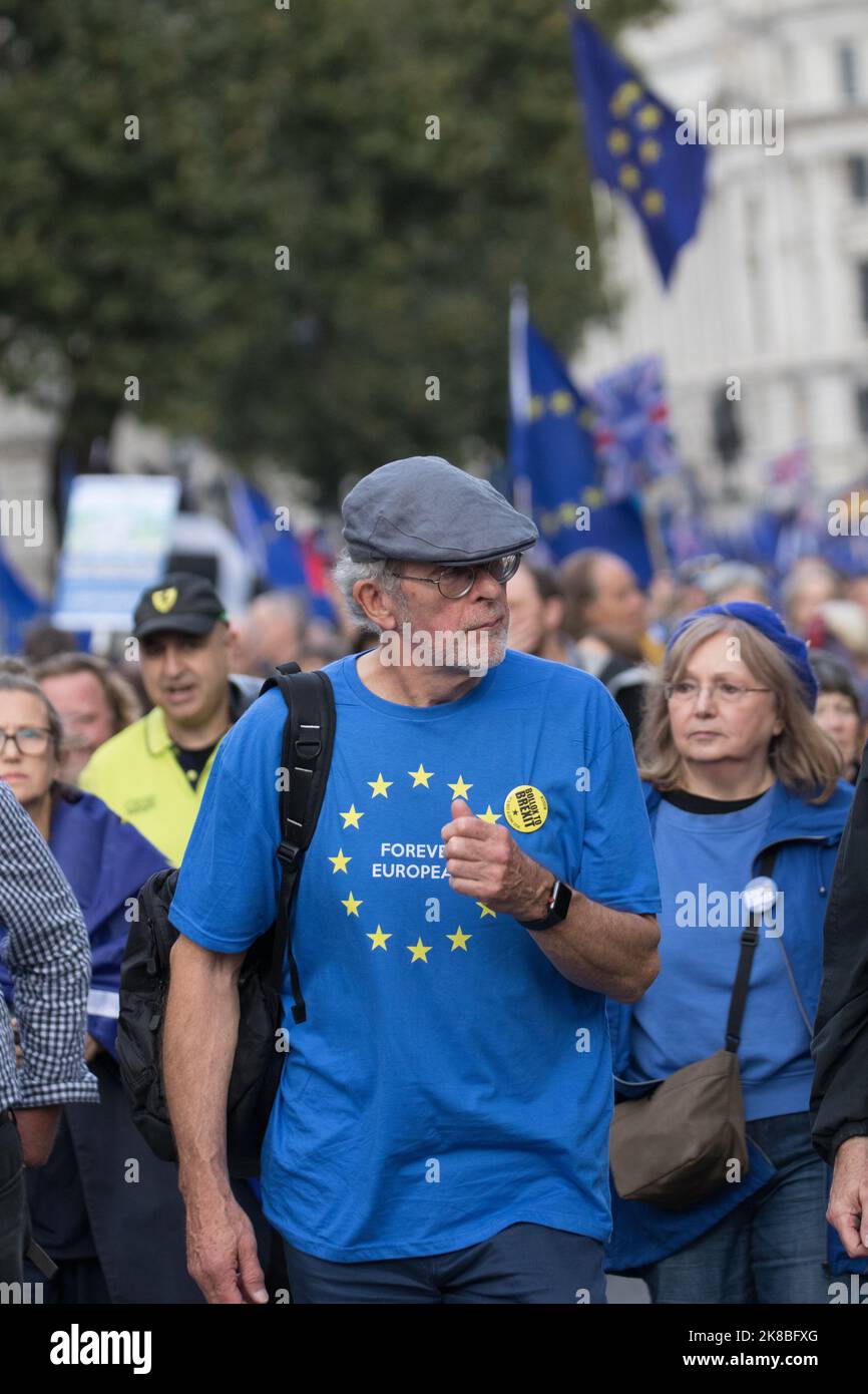 Westminster, London, UK. 22nd Oct, 2022. Pro EU protesters take part in ...
