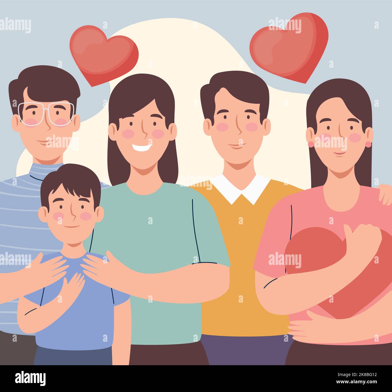 korean parents couples and son with hearts Stock Vector Image & Art - Alamy