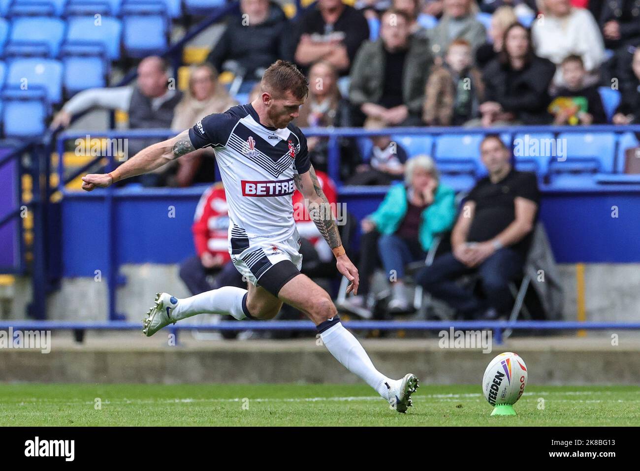 Marc Sneyd of England converts for a goal during the Rugby League World ...