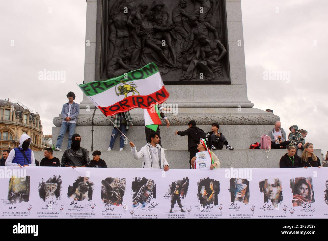 freedom for iran flag flying at a pro democracy in iran demonstration ...