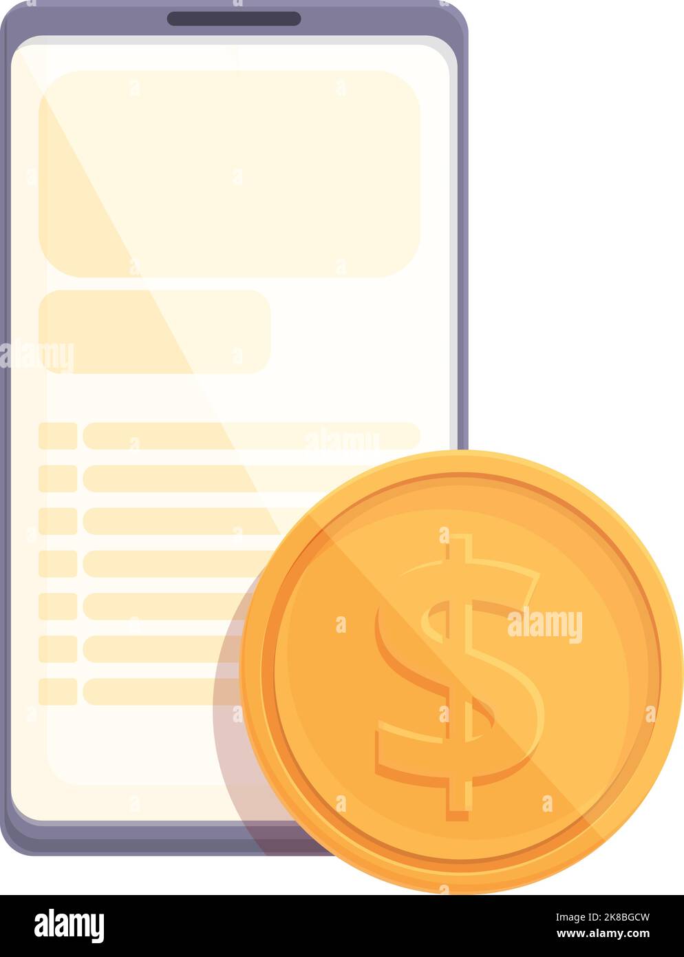Dollar coin smartphone icon cartoon vector. Strategy profit. Data ...