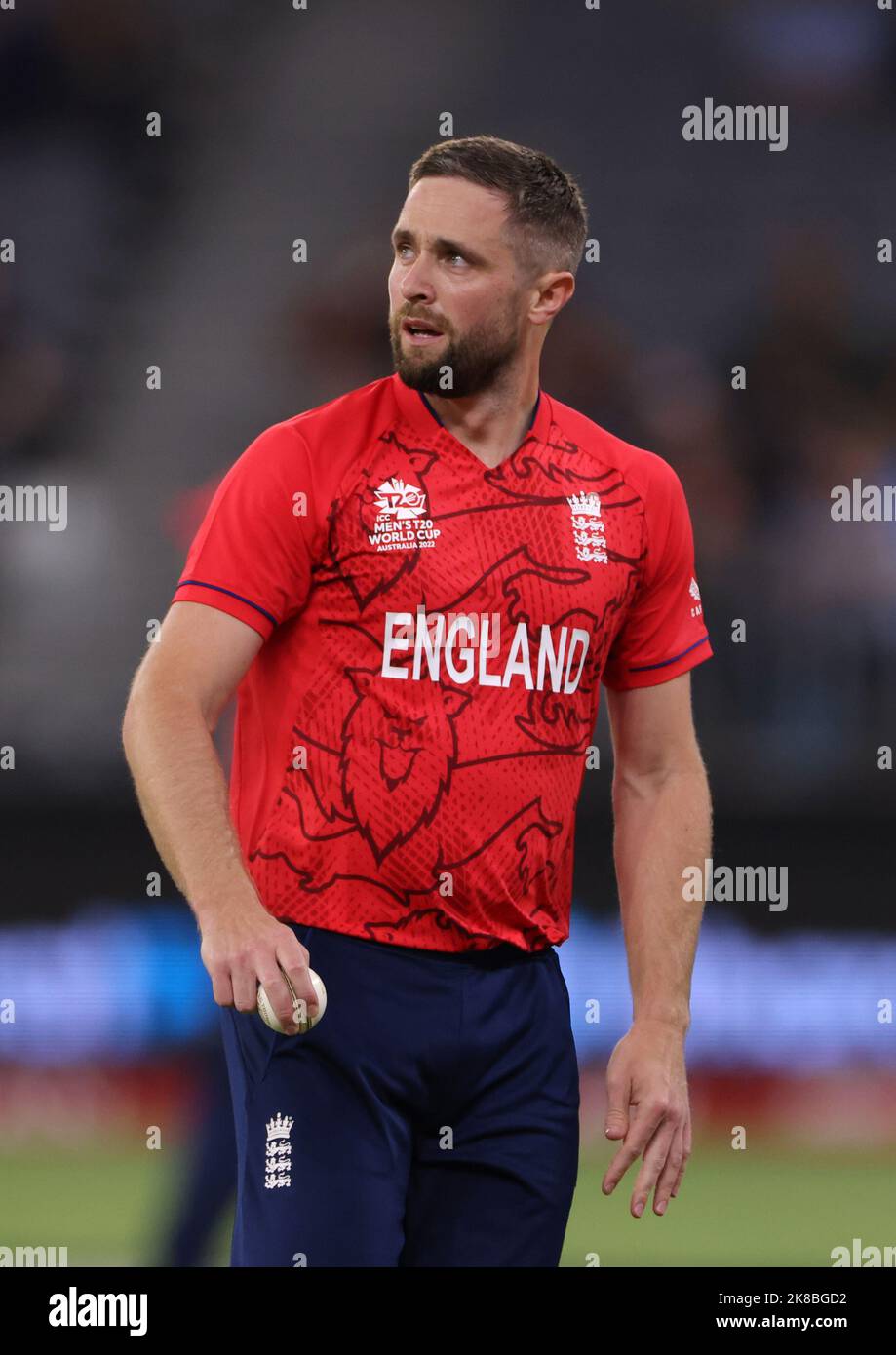England bowler Chris Woakes during the ICC Men's T20 World Cup group ...