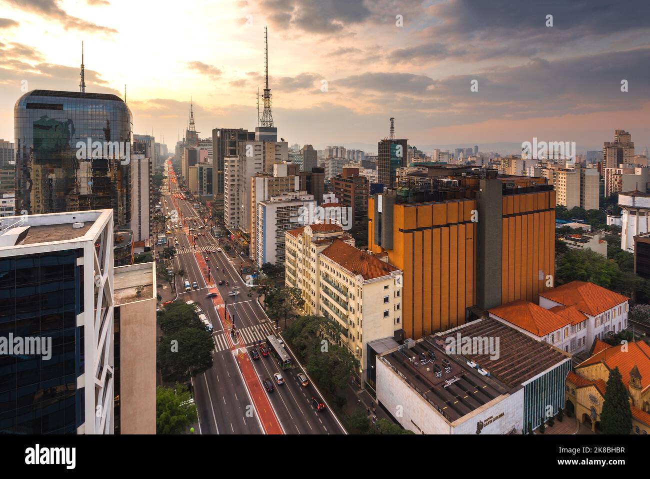 Aerial View of Paulista Avenue Buildings Sao Paulo City by Colorful ...