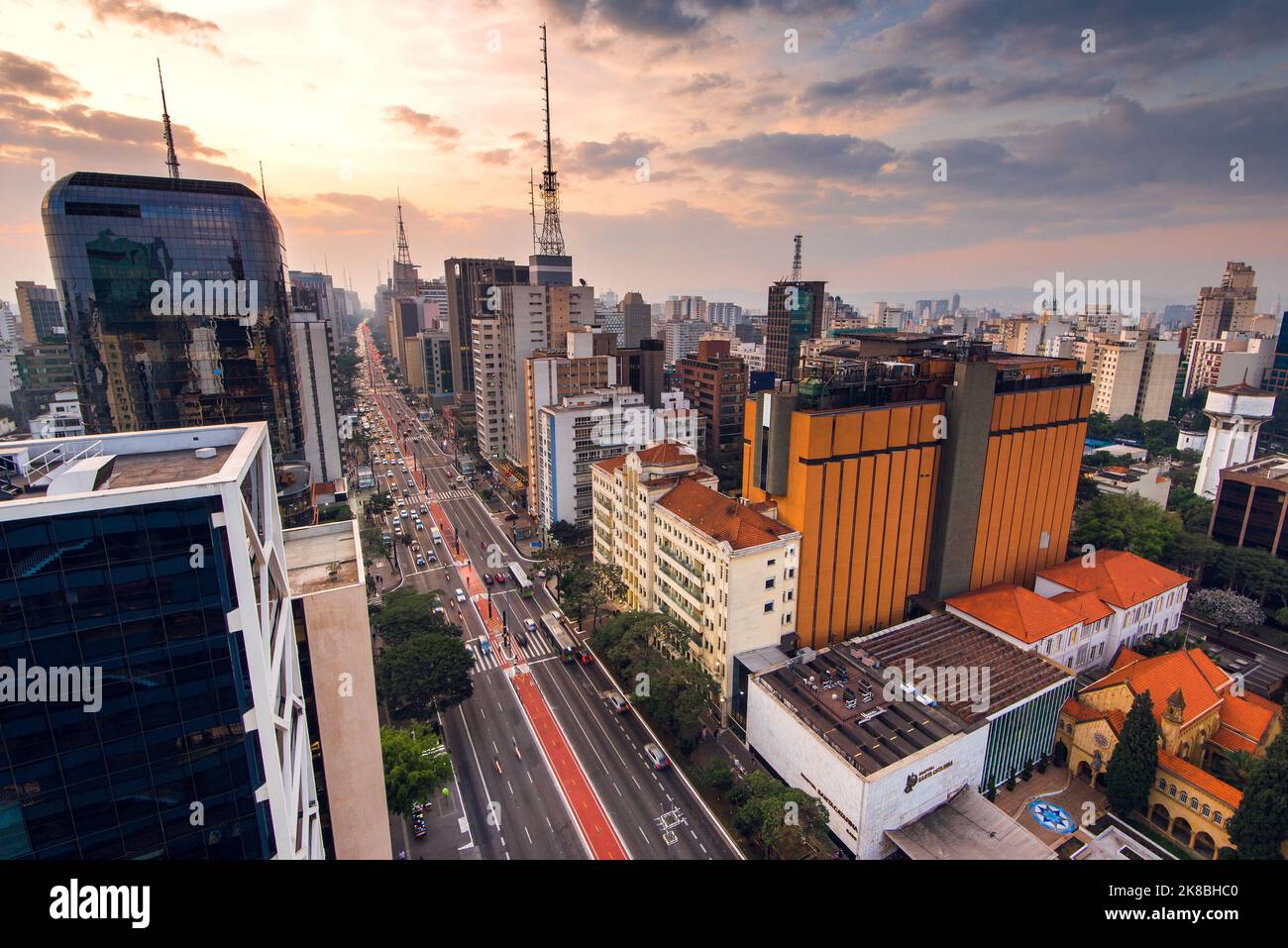 Aerial View of Paulista Avenue Buildings Sao Paulo City by Colorful ...
