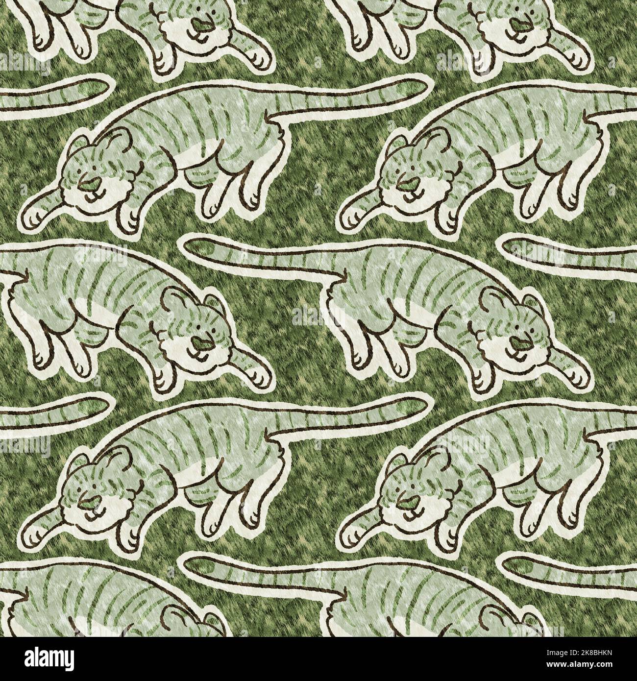 Cute safari wild tiger animal pattern for babies room decor. Seamless ...