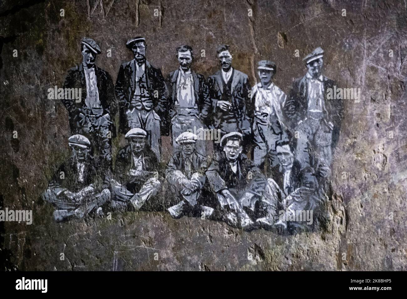 Graffiti artwork in a tunnel at Dinorwic Slate Quarry, situated between ...