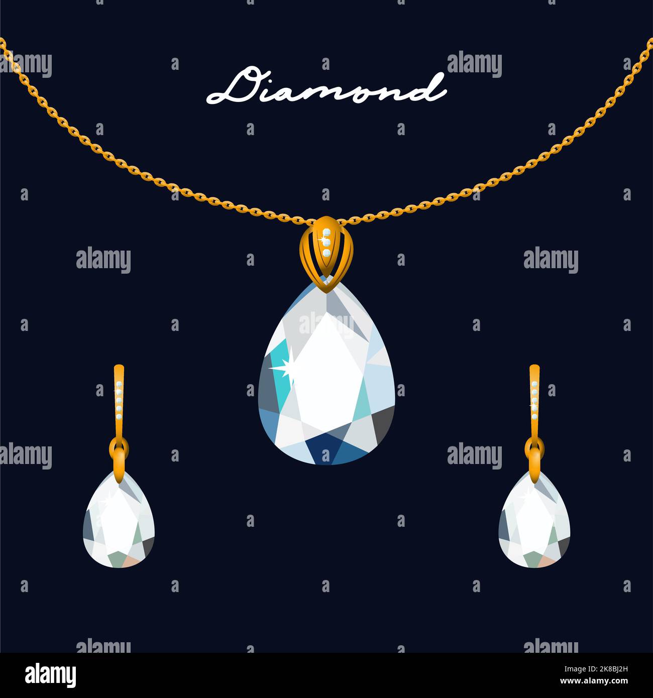 Earring diamonds on golden background Stock Vector Images - Alamy