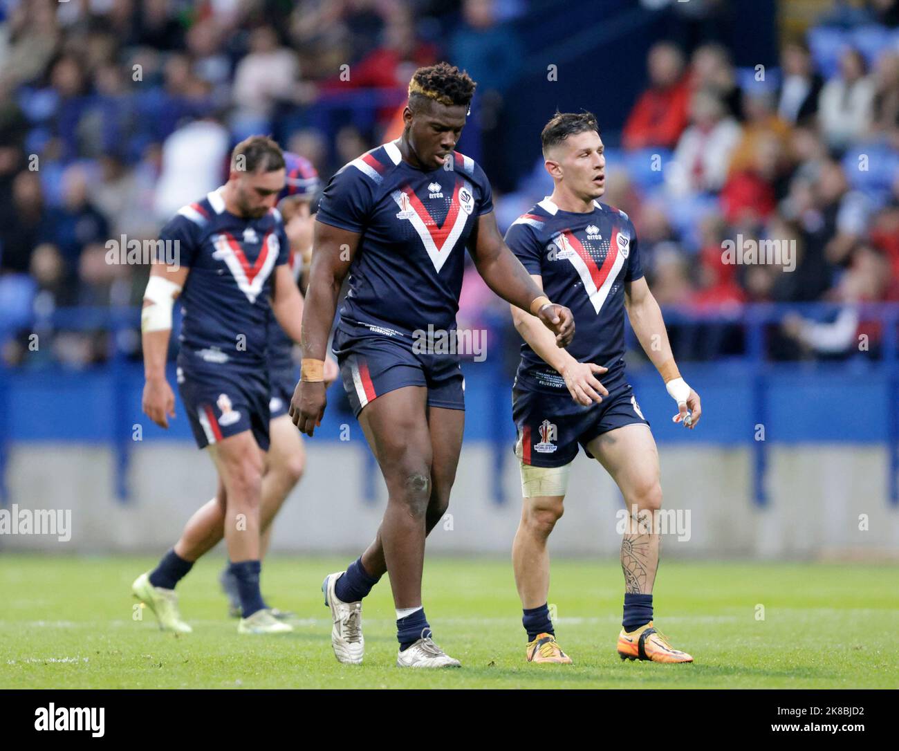 France's Justin Sangare (left) and Morgan Escare during the Rugby ...