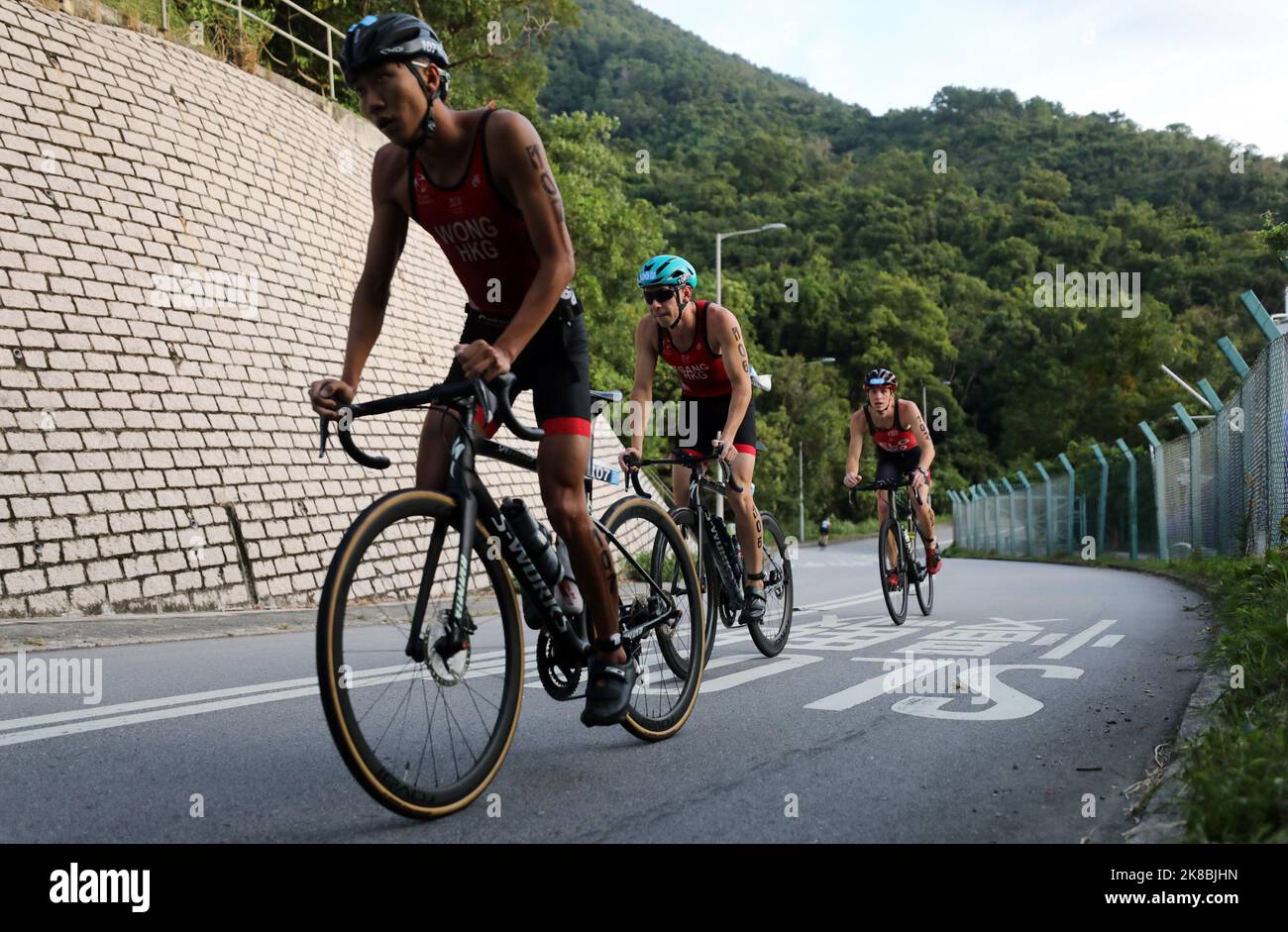 Hong Kong Triathlon Championships (cycling section) is held in Tai Mei ...
