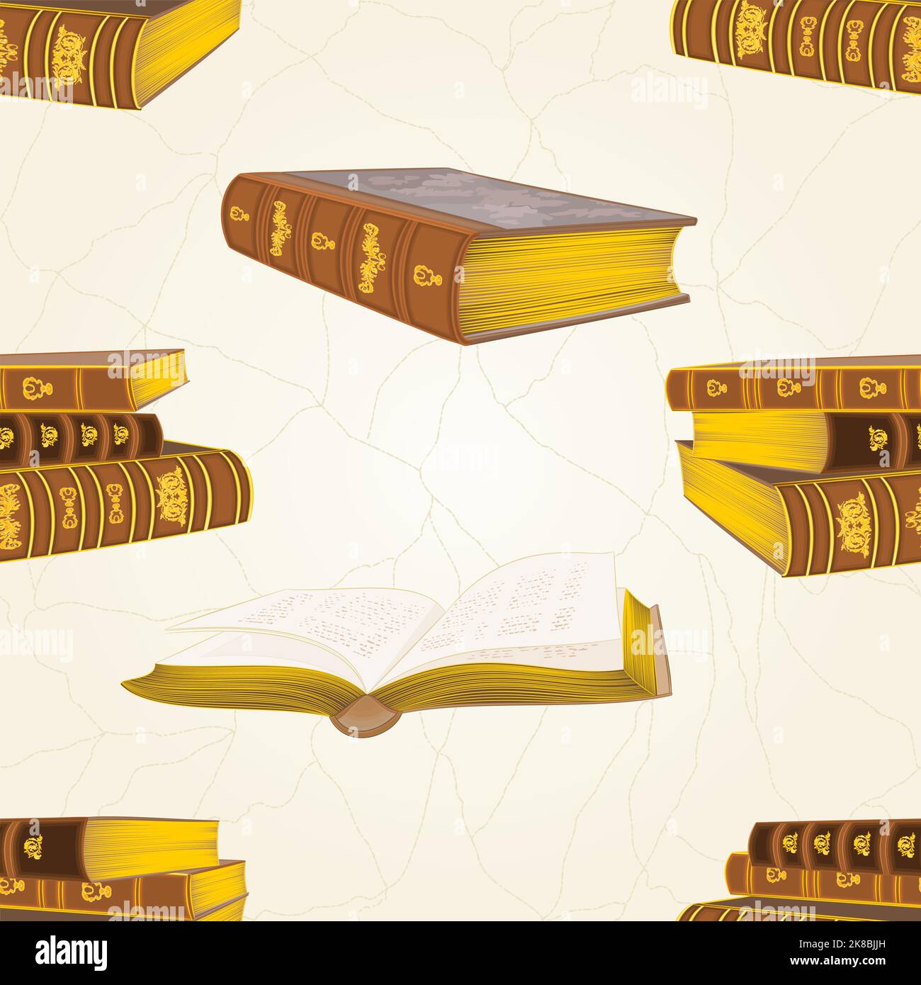 Seamless texture old leather-bound books vintage vector education ...