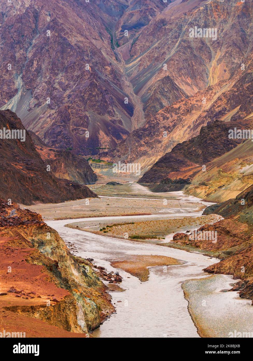 Mountain and river in Ladakha, Northern India. Beautiful landscape of ...