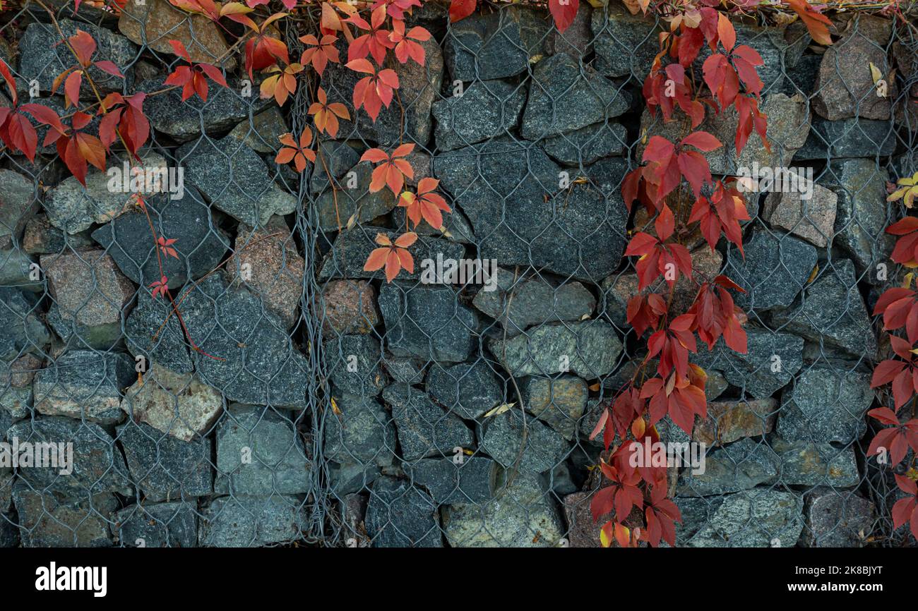 a modern urban park environmental object development, gabion fence wall ...