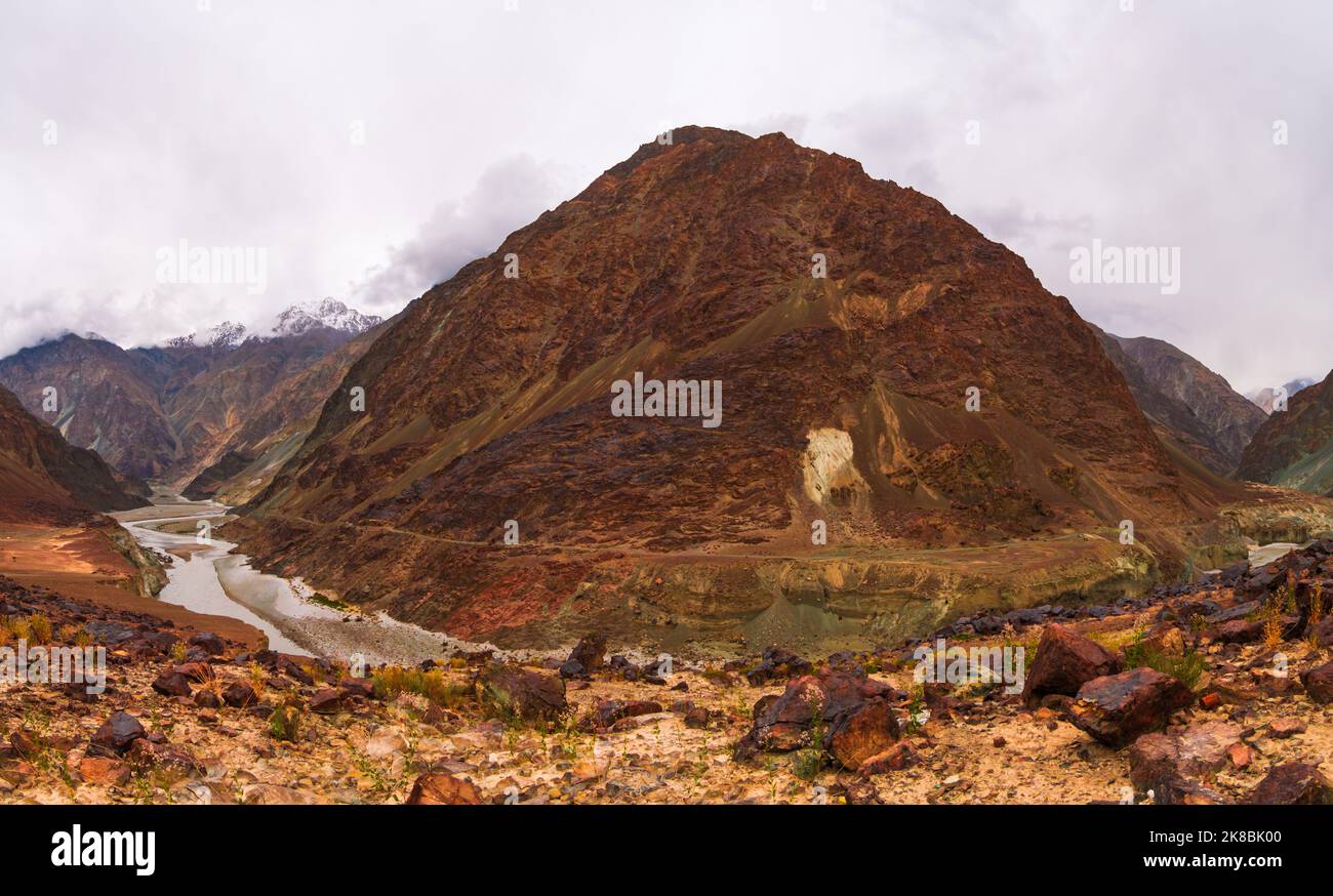 Mountain and river in Ladakha, Northern India. Beautiful landscape of ...