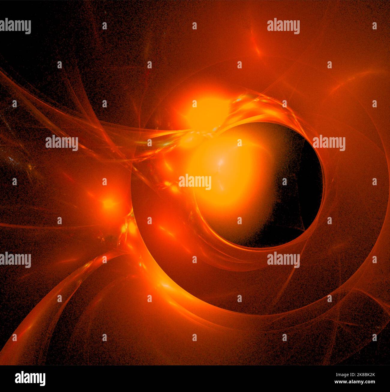 illustration of orange space planet star system, color graphics ...