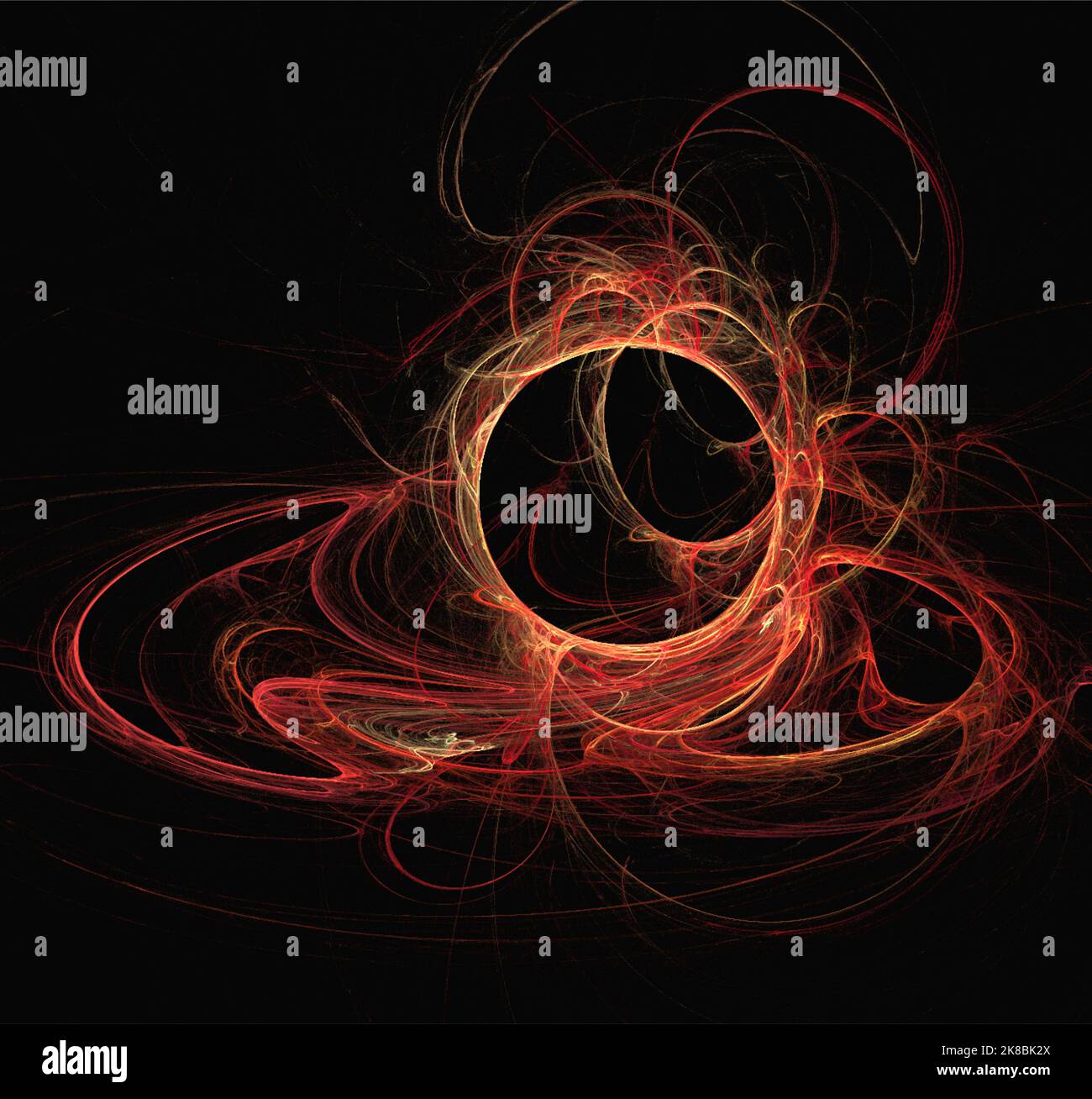 space fantasy illustration of red planetary system on dark space ...