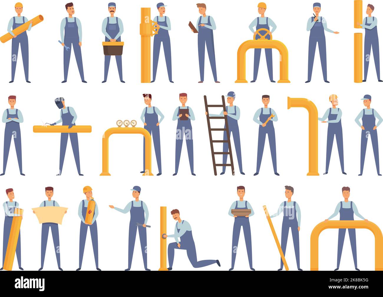 Gasman icons set cartoon vector. Facility technician. Maintenance ...