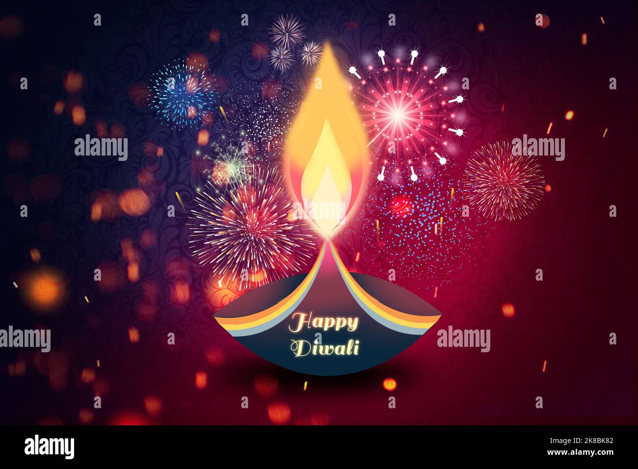 Happy Diwali. Traditional Indian Festival Background with Burning Lamps ...