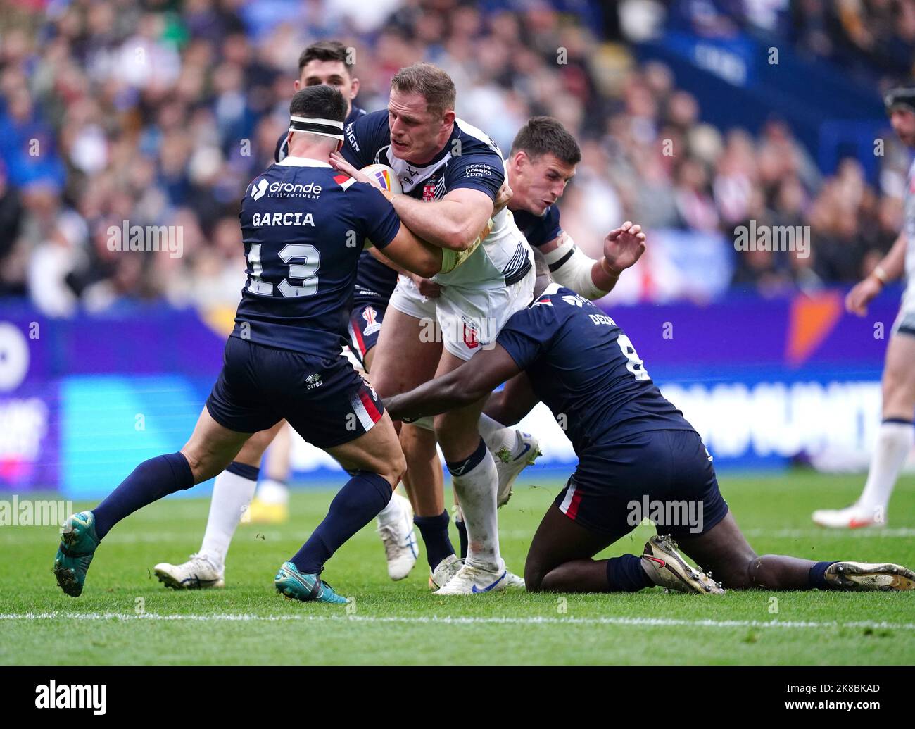 France's Benjamin Garcia (left) and England's Tom Burgess (centre ...
