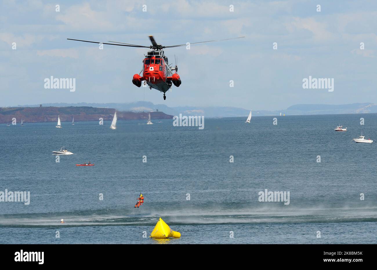Royal Navy Rescue Sea King Helicopter rescue display Stock Photo - Alamy