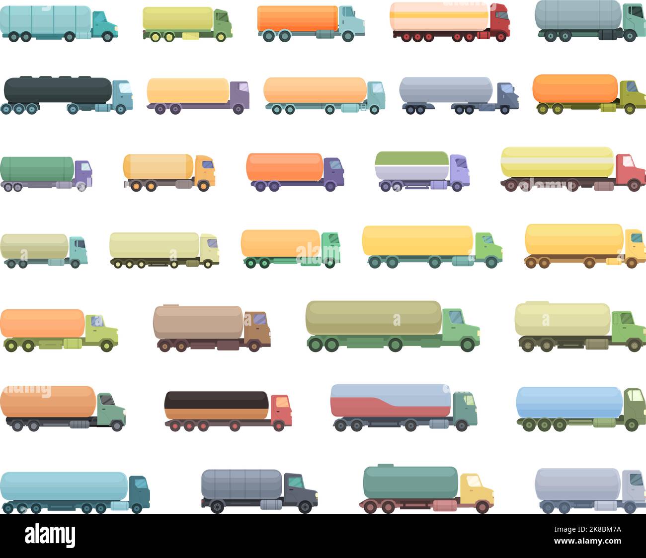 Gasoline tanker icons set cartoon vector. Oil ship. Gas fuel Stock ...