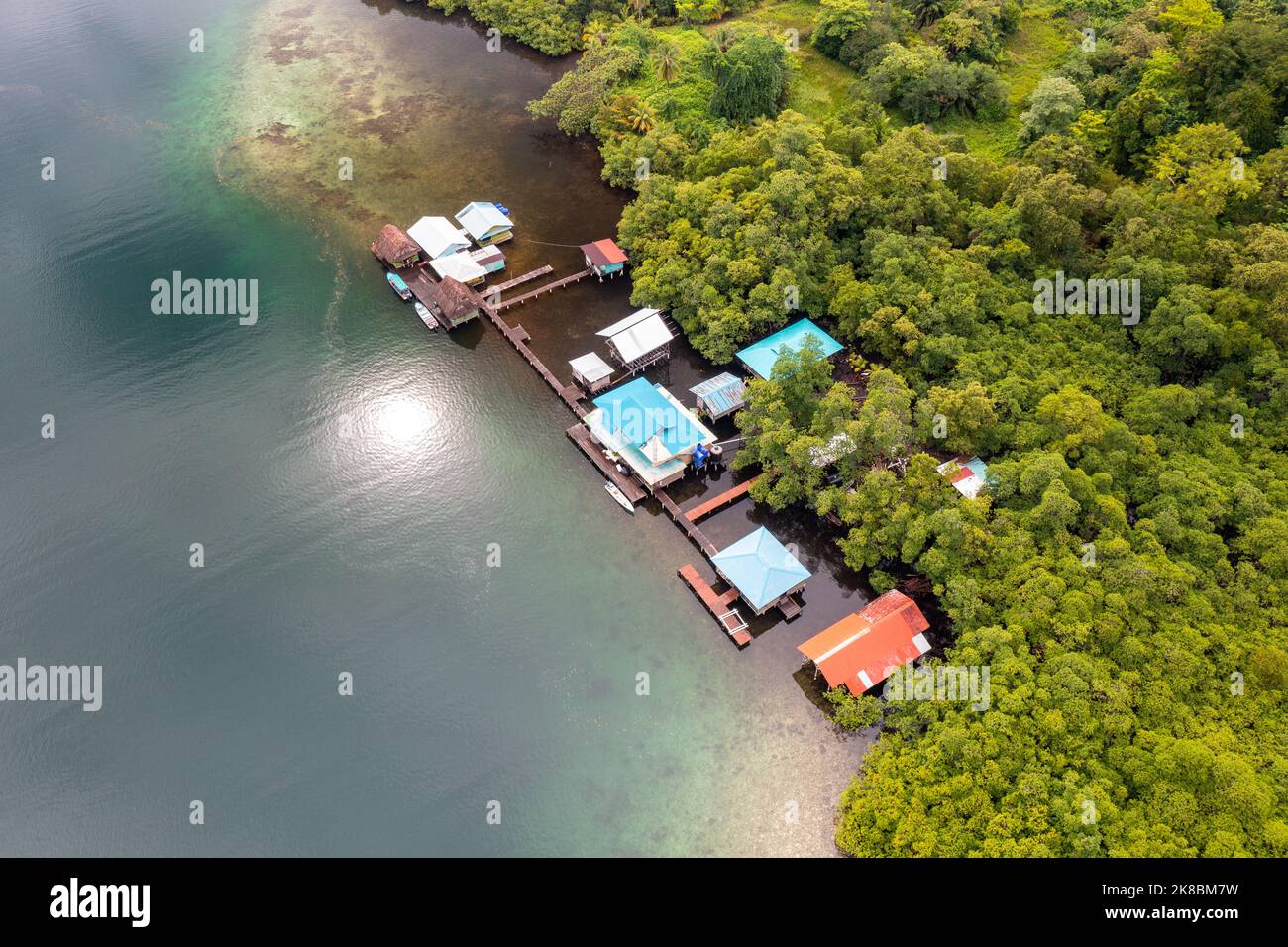 Panama.Tropical Island Aerial View. Wild coastline lush exotic green ...